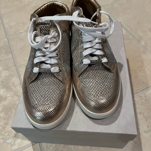 Shoes | Jimmy Choo Miami Metallic Sneakers Barely Worn Size 4 | Poshmark